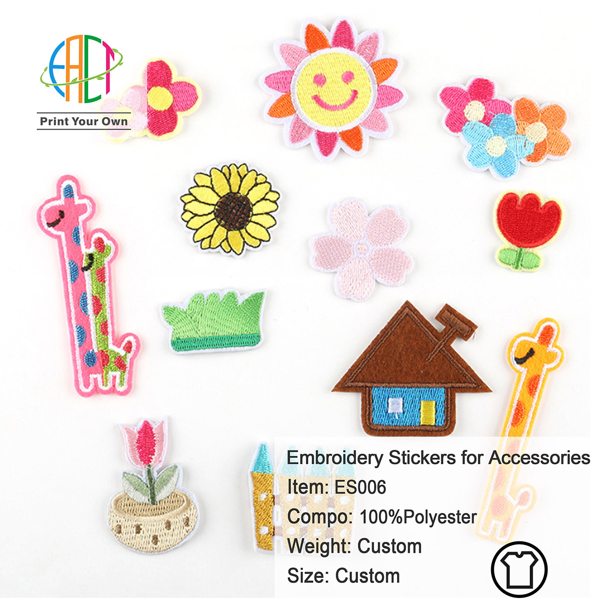 Customized Cartoon Embroidery Stickers for Clothes Accessories