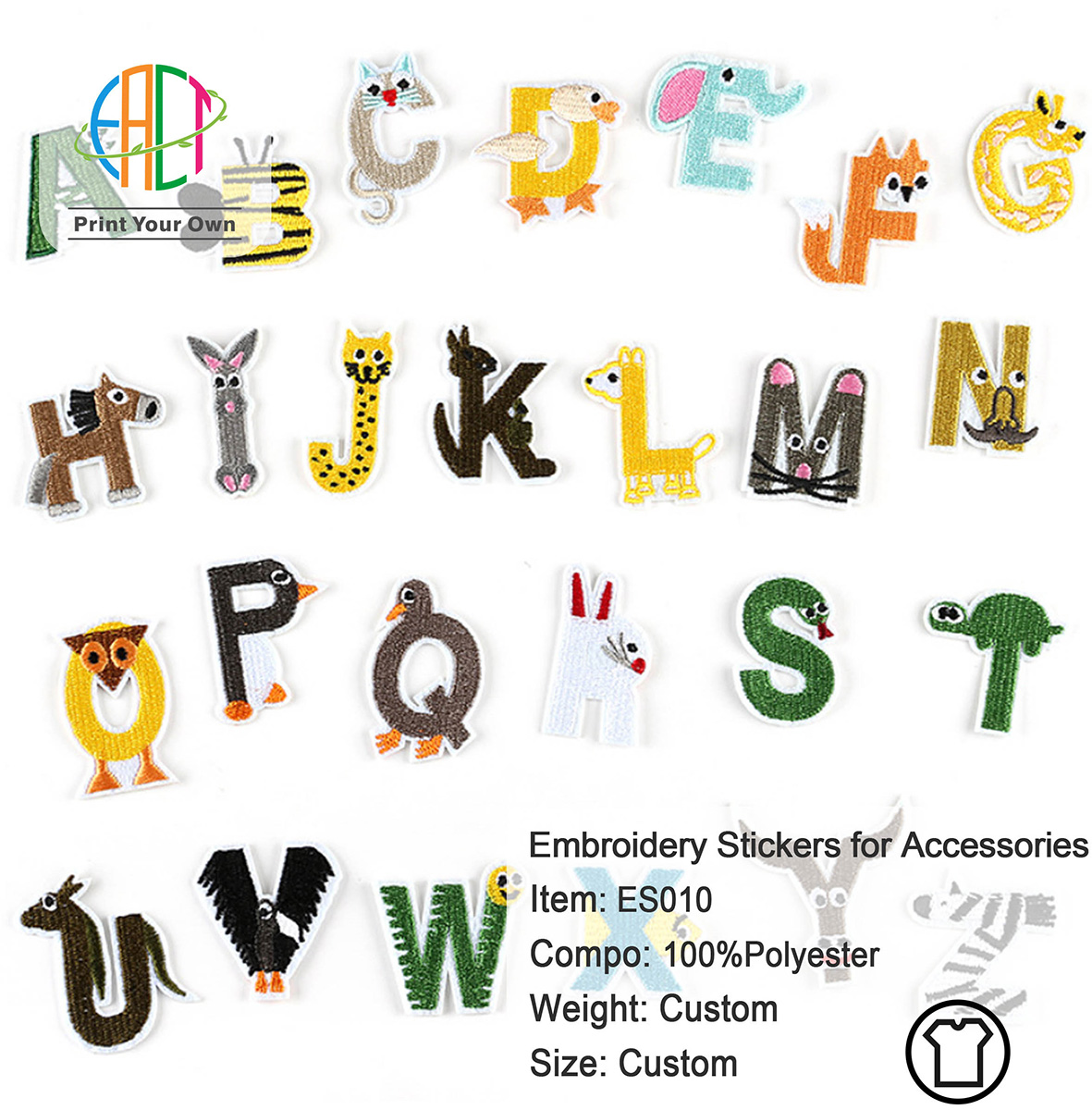 Customized Cartoon Embroidery Stickers for Clothes Accessories